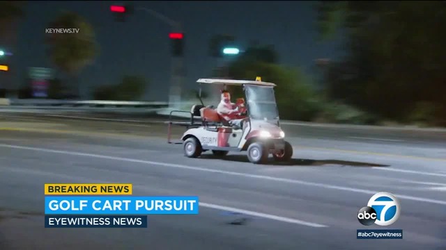 Shirtless suspect leads LA police on bizarre slow-speed chase in golf ...