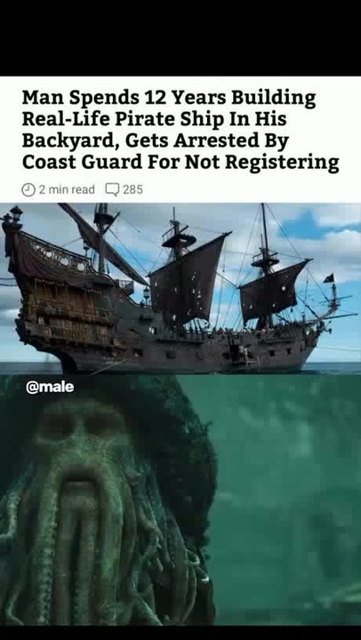 Built a pirate ship in his yard, got arrested by the Coast Guard - Meme ...