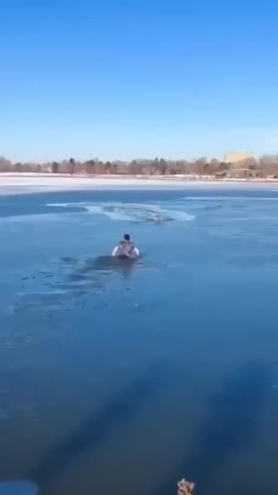 dude saves a dog from an ice lake - Meme by wowfrey :) Memedroid