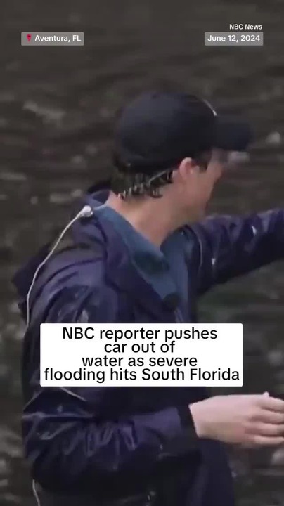 NBC reporter pushese car out of water in South Florida - Meme by ...